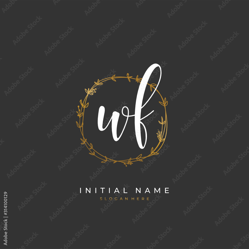 Handwritten initial letter W F WF for identity and logo. Vector logo ...