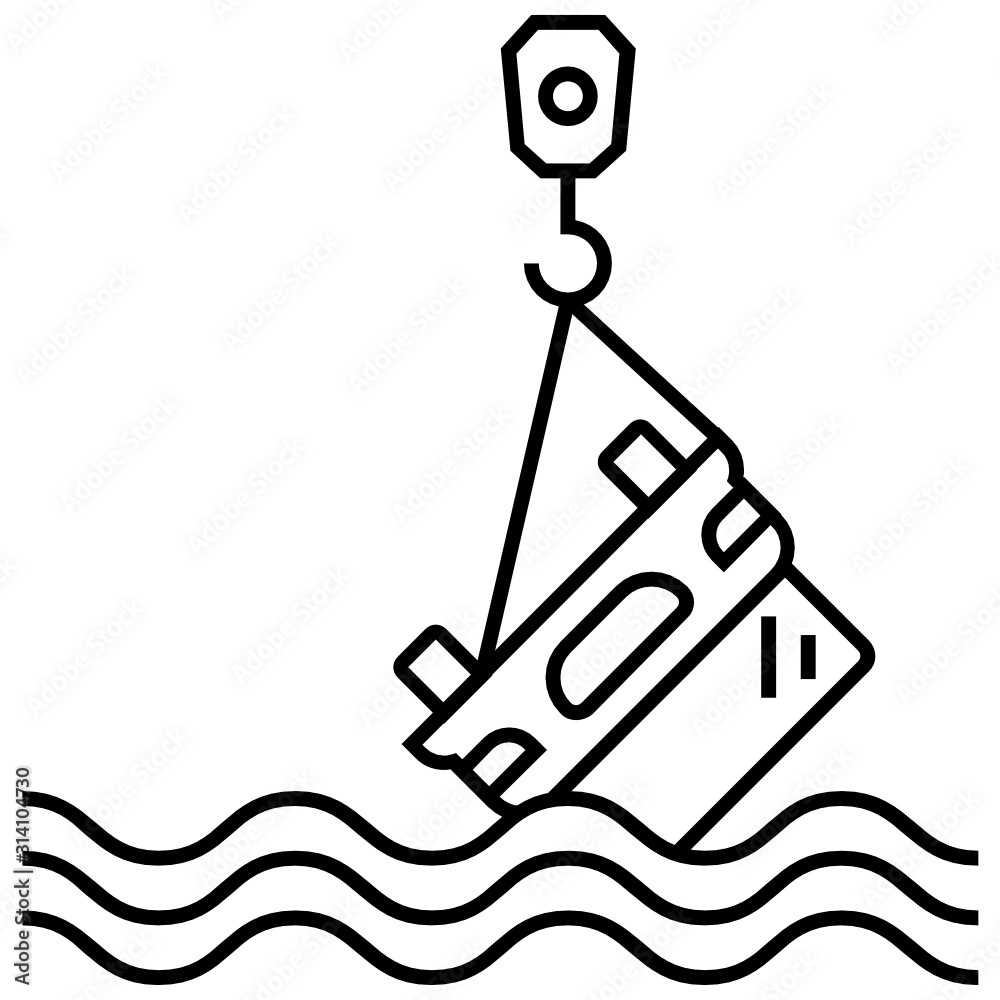 drowing car being rescue vector icon design, Vehicle is Hanging with ...