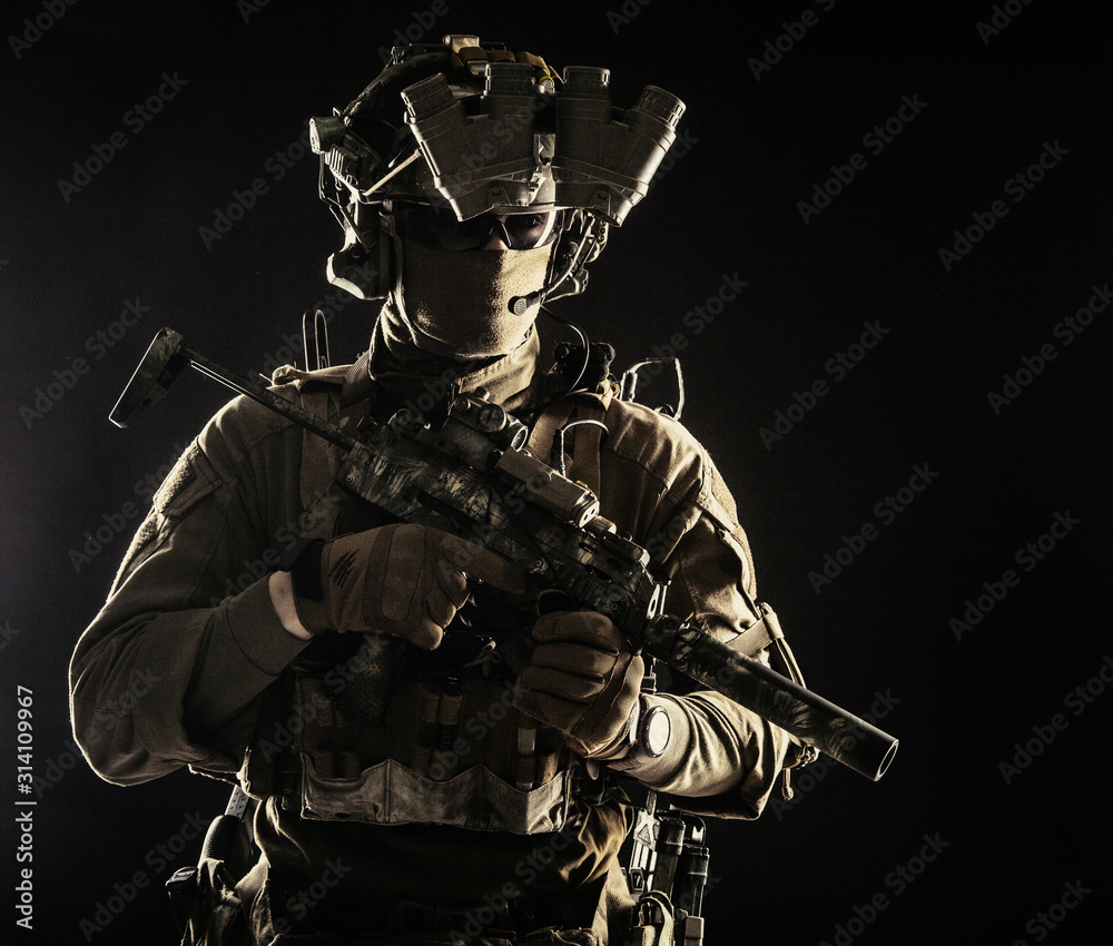 Elite commando fighter, private military company mercenary, special ...