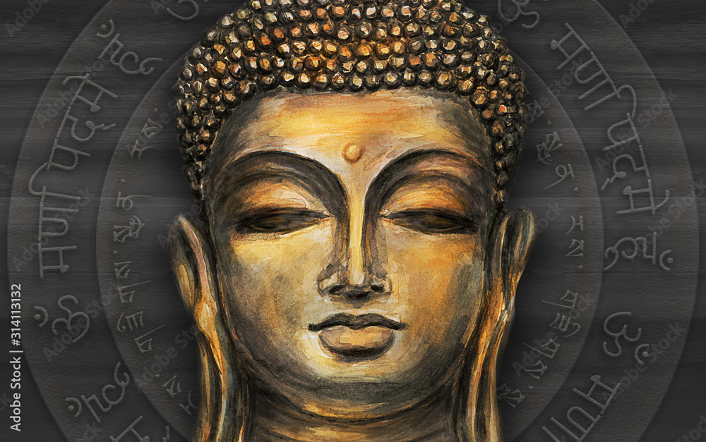 Head Smiling Buddha Stock Illustration | Adobe Stock
