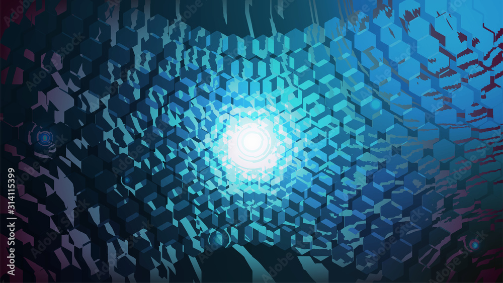 Hexagon abstract background. Future cracking Honeycomb pattern. Hexagon ...