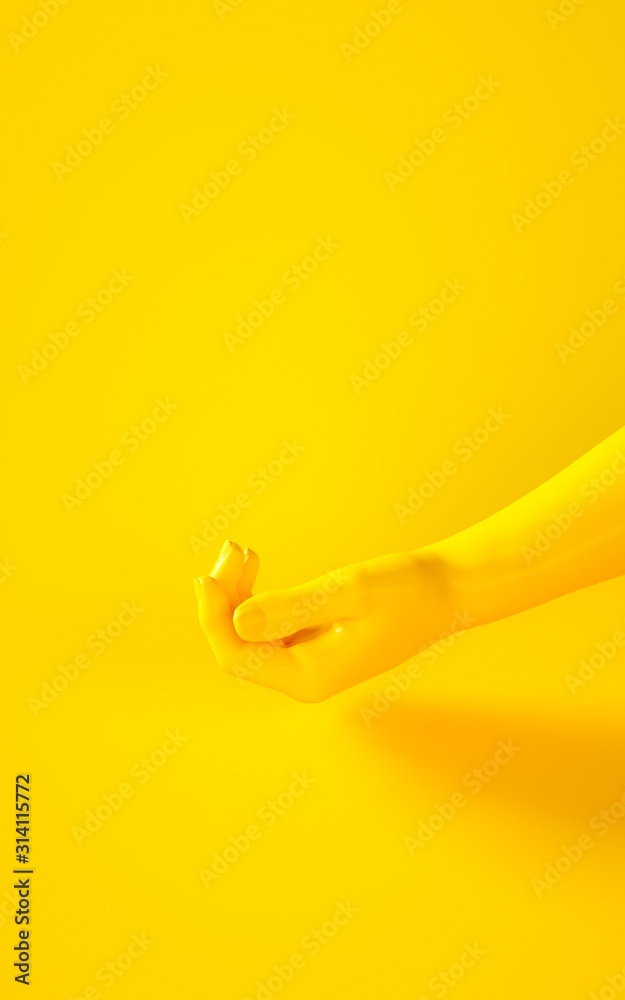 3d rendering illustration of yellow hands. Human body parts. Concept ...