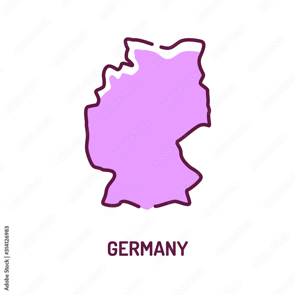 Germany map color line icon. Border of the country. Pictogram for web ...