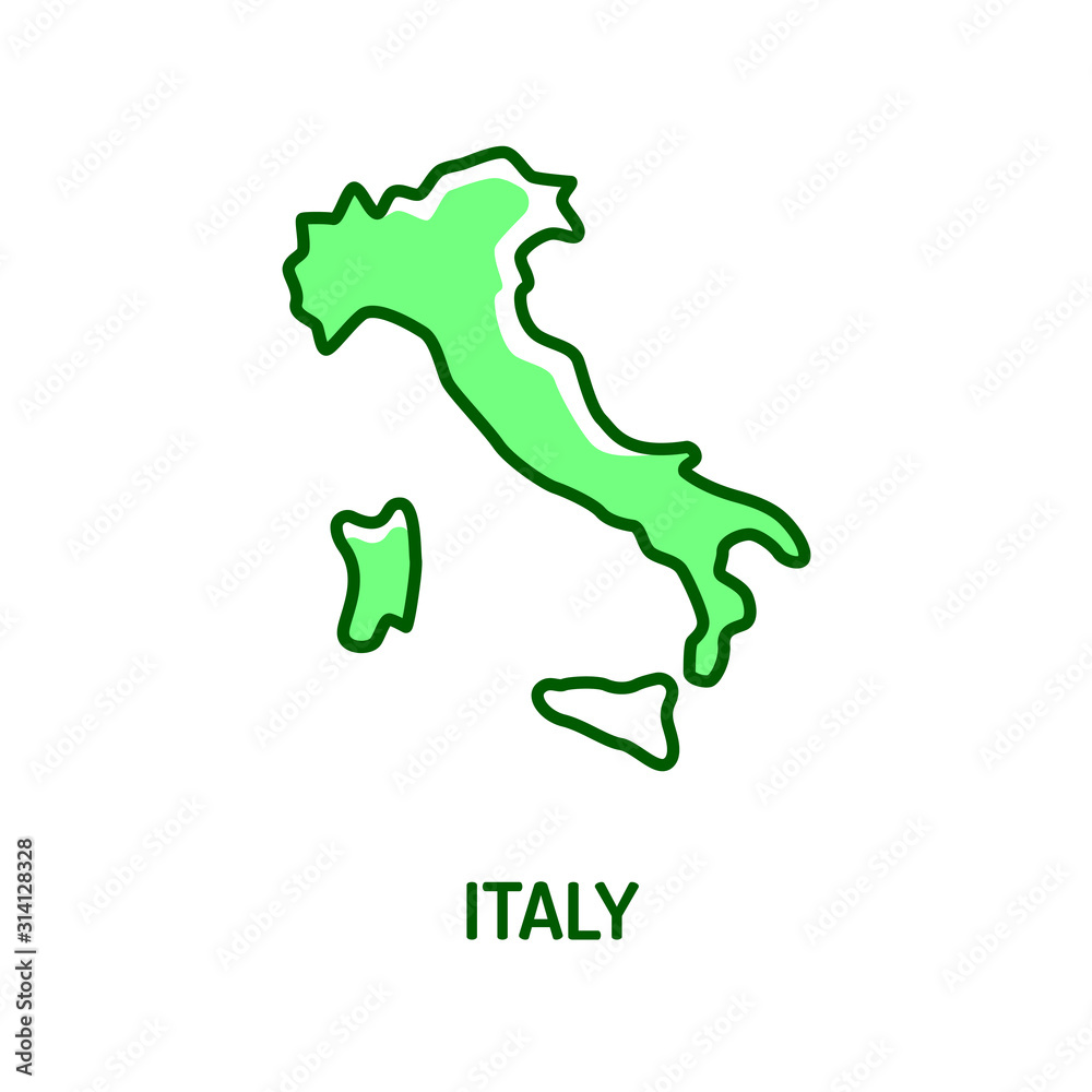 Italy map color line icon. Border of the country. Pictogram for web ...