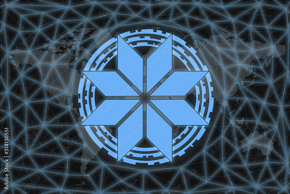 Slavic sign. Abstract illustration. With a dark background and a world ...