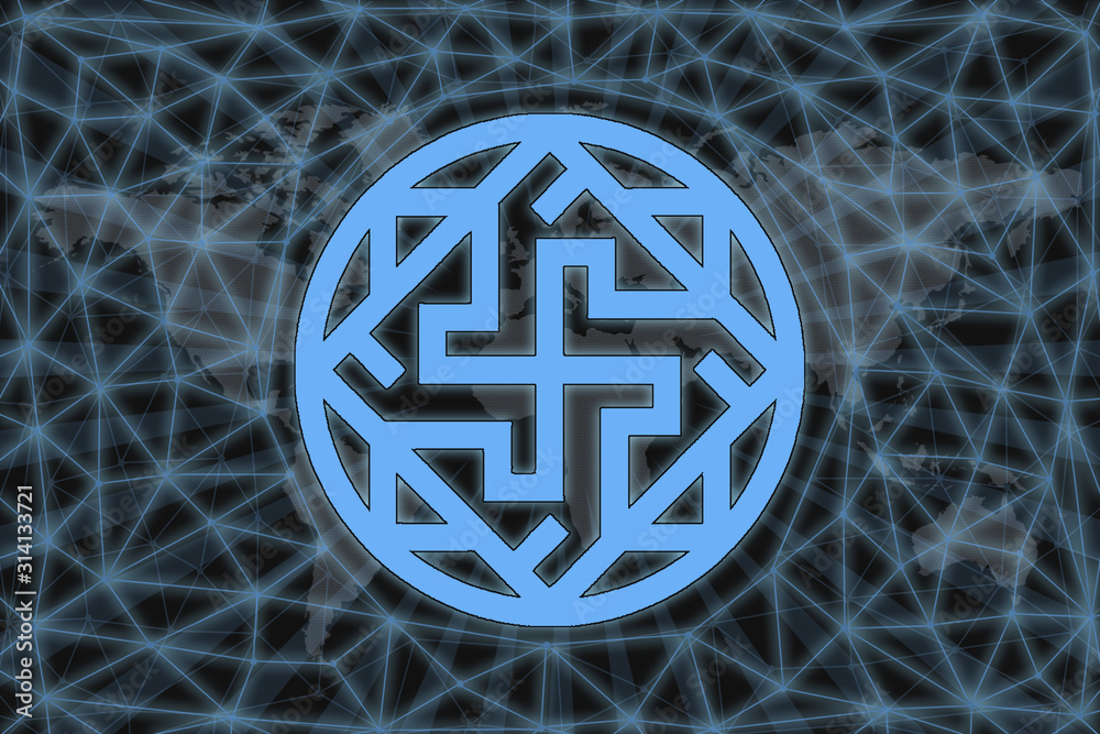 Slavic sign Valkyrie. Abstract illustration. With a dark background and ...