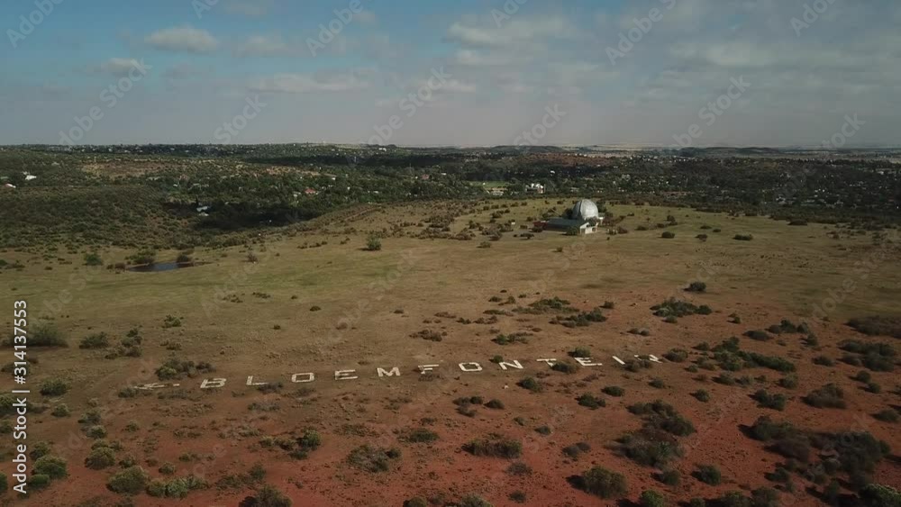 4K summer day aerial video Bloemfontein Naval Hill Planetarium Boyden ...