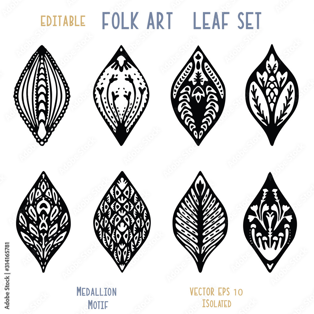 Vintage ogee motif vector clipart isolated on white. Hand drawn ethnic ...