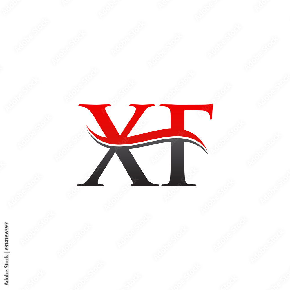 Initial XF Letter Linked Logo. Creative Letter XF Logo Vector With Red ...