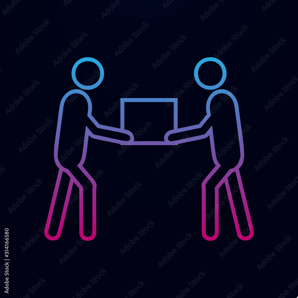 Team lifting heavy object nolan icon. Simple thin line, outline vector ...