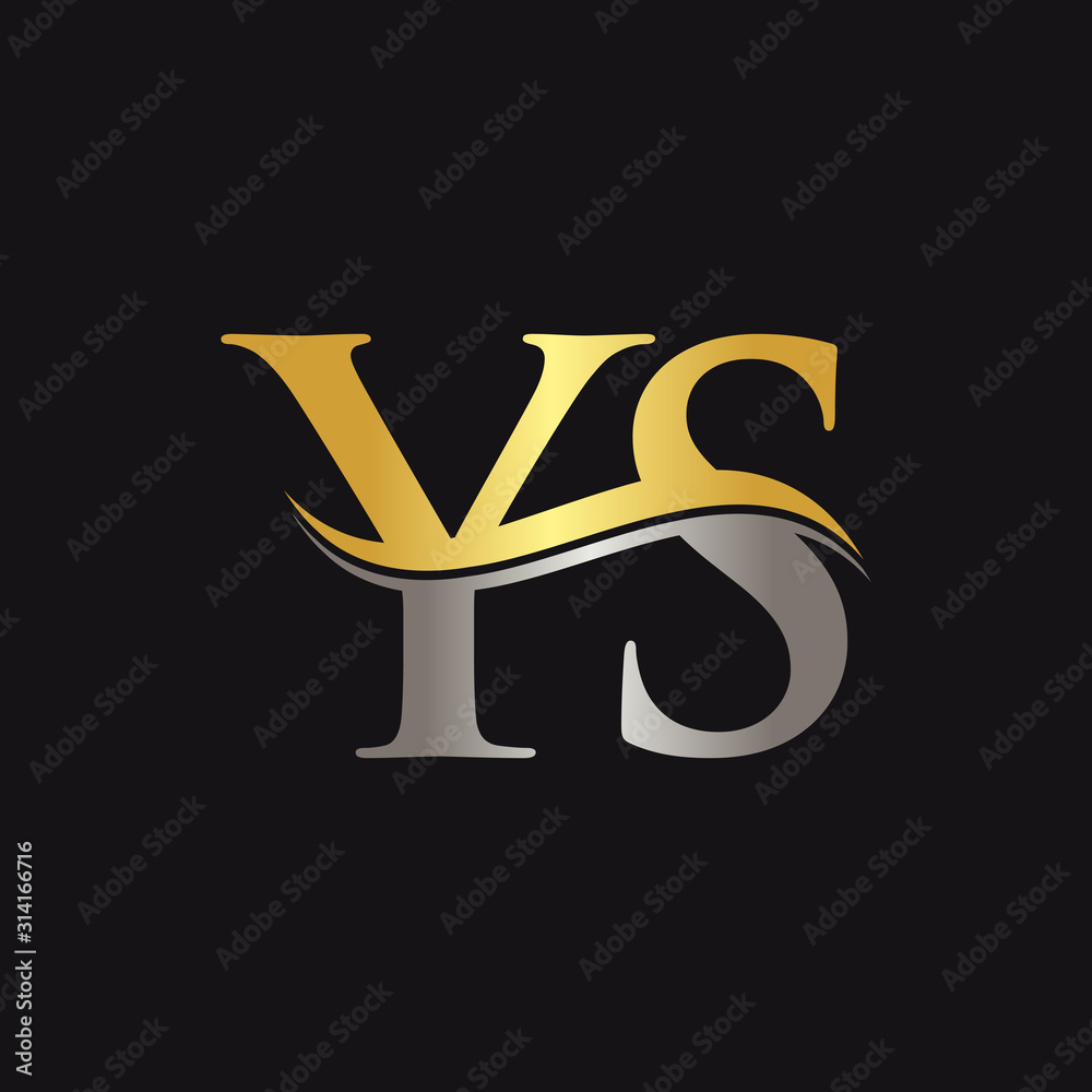 Initial Gold and Silver YS Letter Linked Logo with Black Background ...
