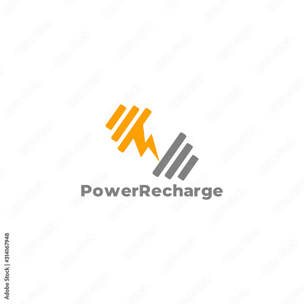 symbol logo vector of energy recharge training dumbbell simple ...