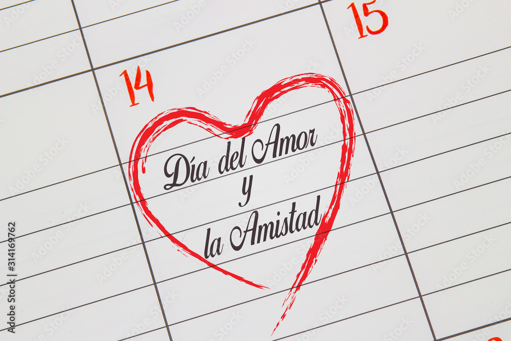 A Close Up To A Calendar On Feb 14 With The Text On Spanish D a Del a-close-up-to-a-calendar-on-feb-14-with-the-text-on-spanish-d-a-del