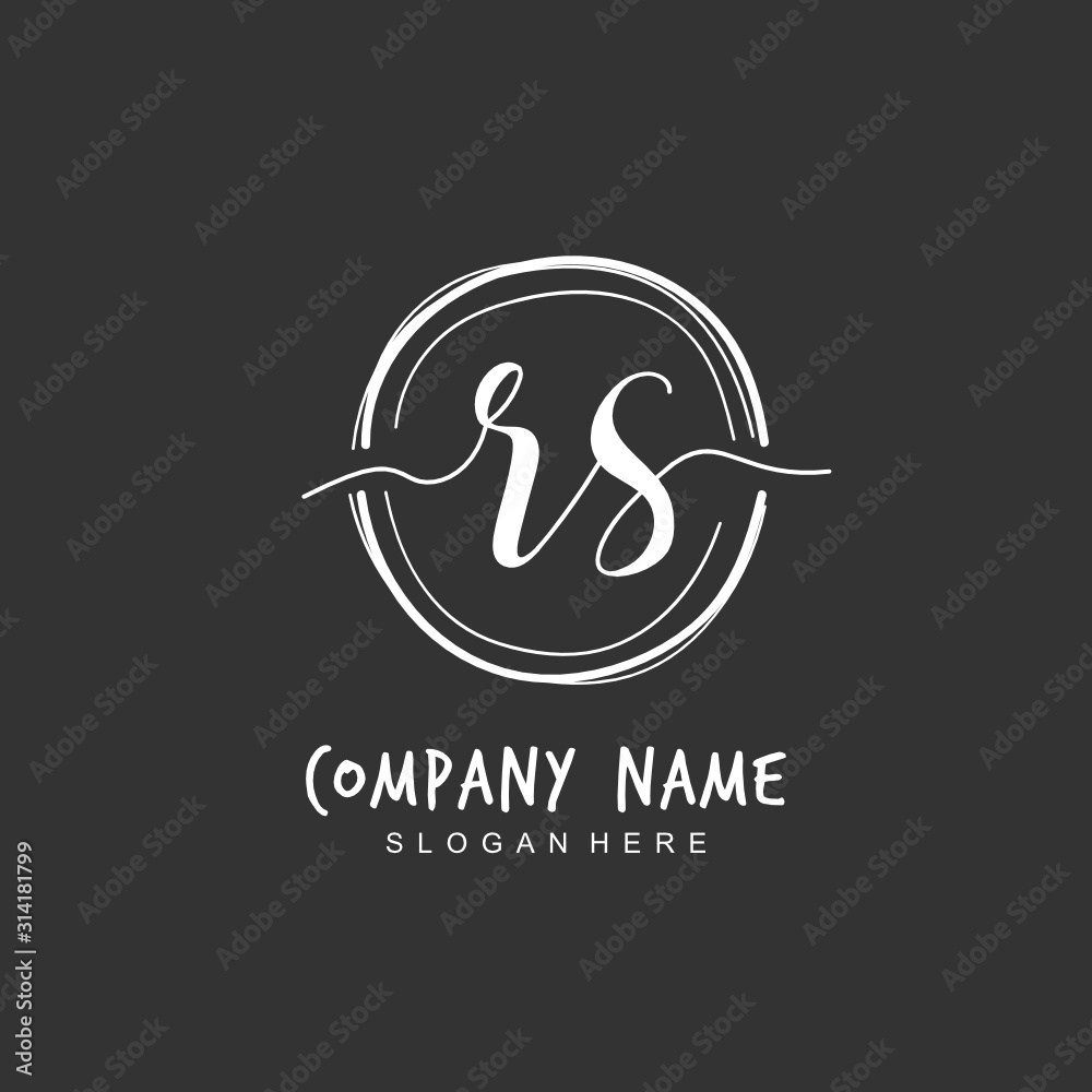 Handwritten initial letter R S RS for identity and logo. Vector logo ...