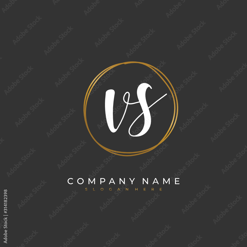 Handwritten initial letter V S VS for identity and logo. Vector logo ...