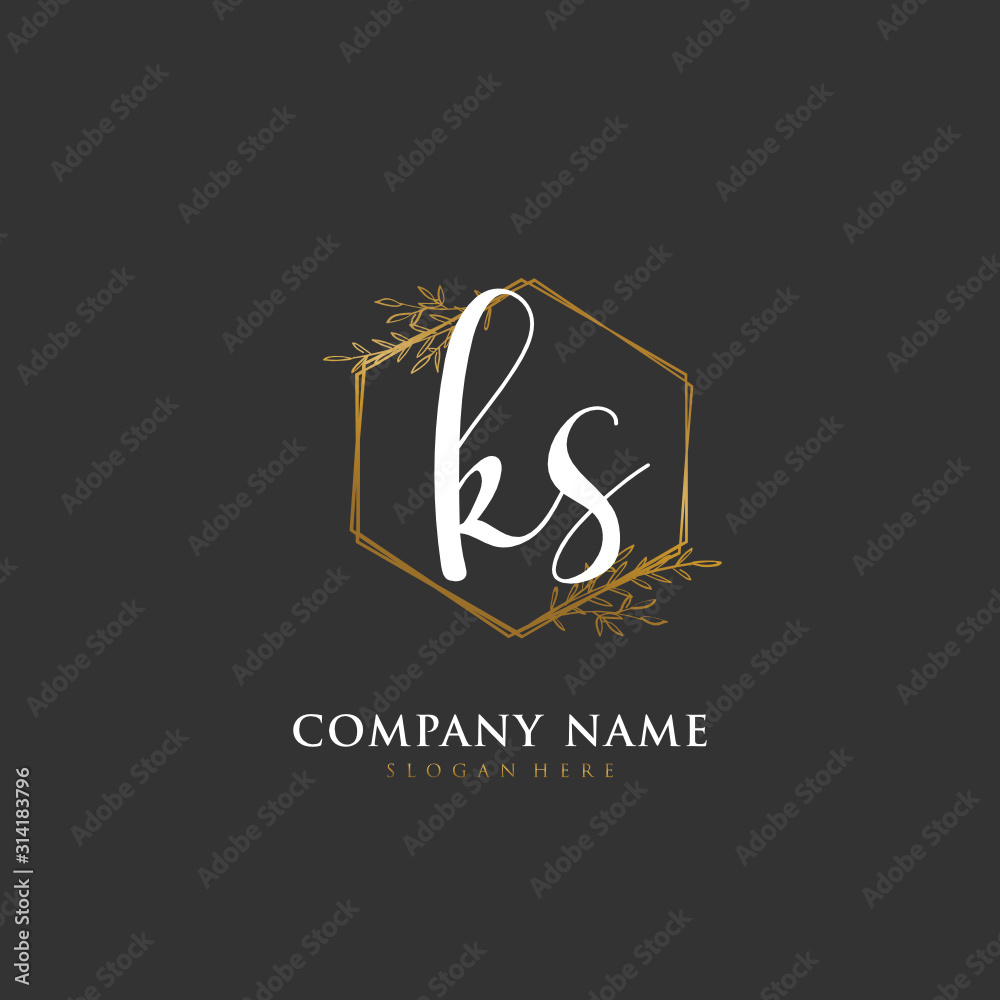 Handwritten initial letter K S KS for identity and logo. Vector logo ...