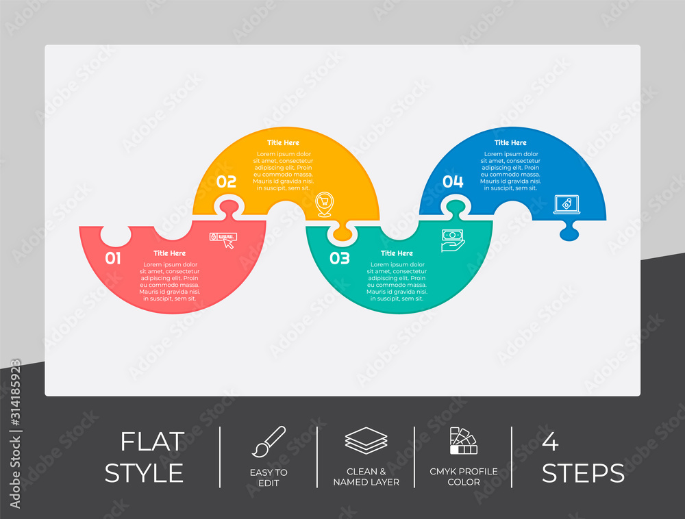 4 steps of flat infographic vector design with puzzle concept for ...