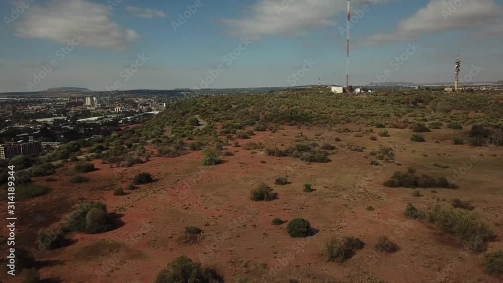 4K summer day aerial video Bloemfontein Naval Hill Planetarium Boyden ...