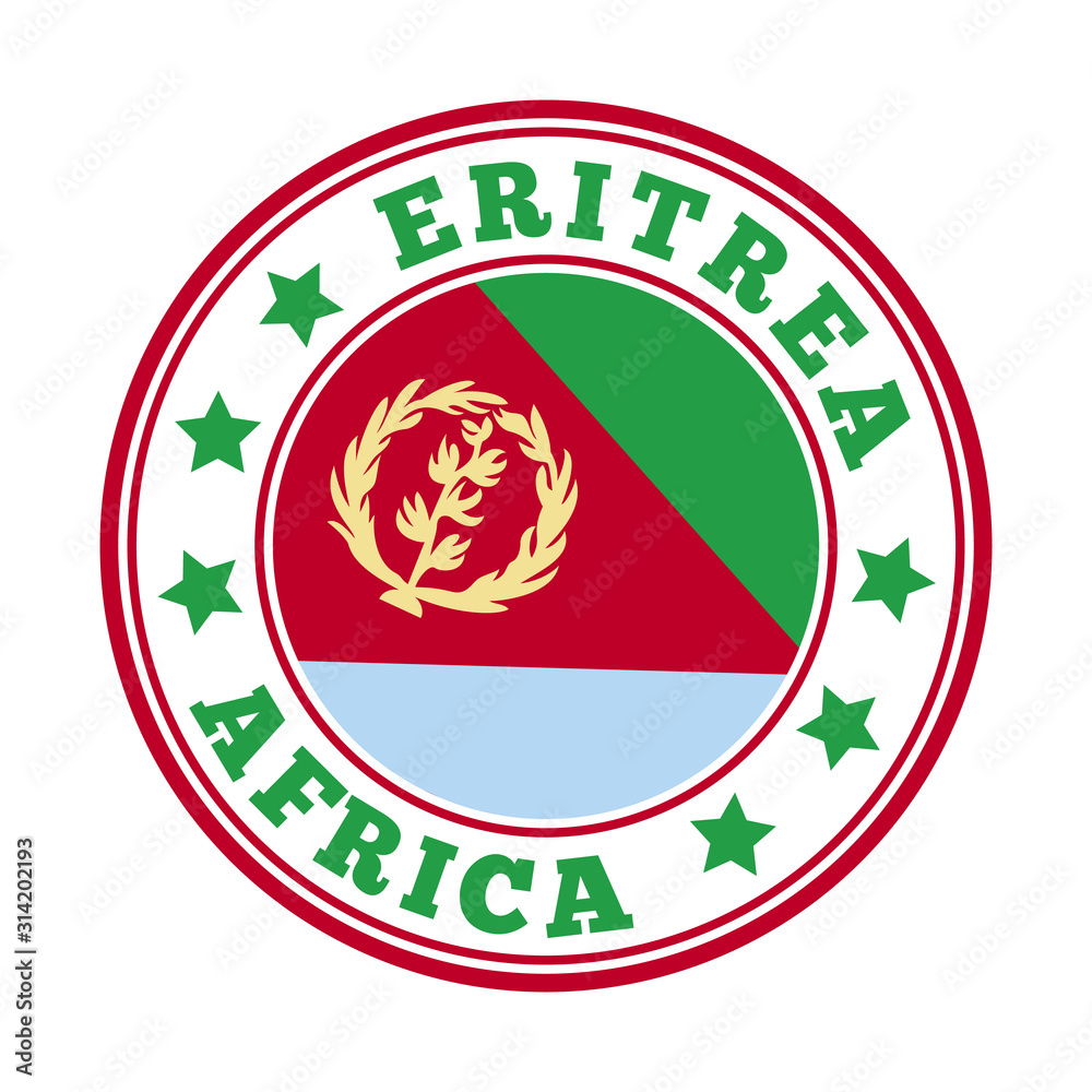 Eritrea sign. Round country logo with flag of Eritrea. Vector ...