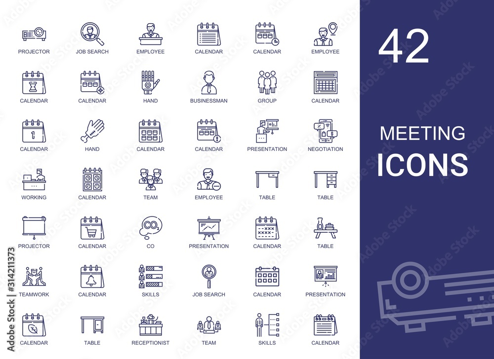 meeting icons set Stock Vector | Adobe Stock
