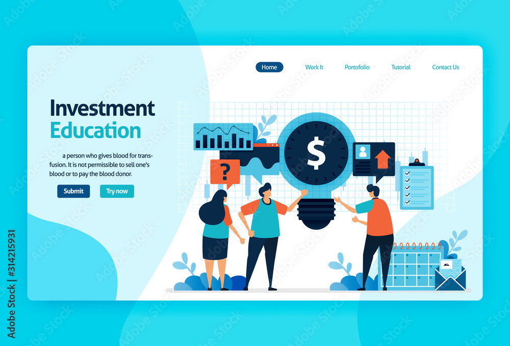 landing page vector design for investment education. return of ...