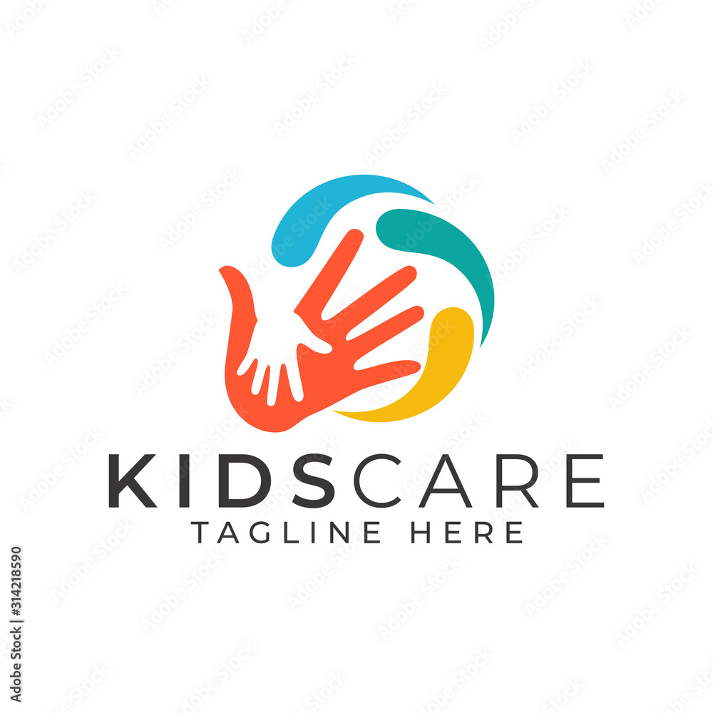 Kids Care Logo Design Vector Template Stock Vector | Adobe Stock