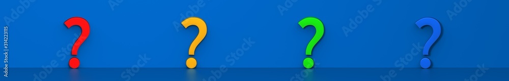question mark blue red green yellow interrogation points 3d Stock ...