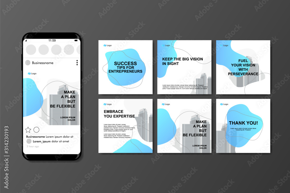 Social media post templates set for business with geometric pattern ...