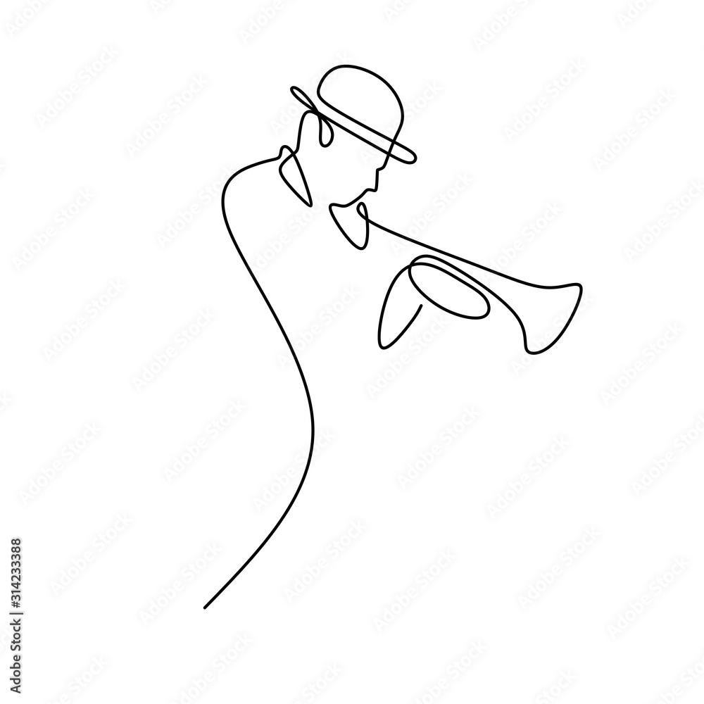 continuous line drawing of jazz music. Stock Vector | Adobe Stock