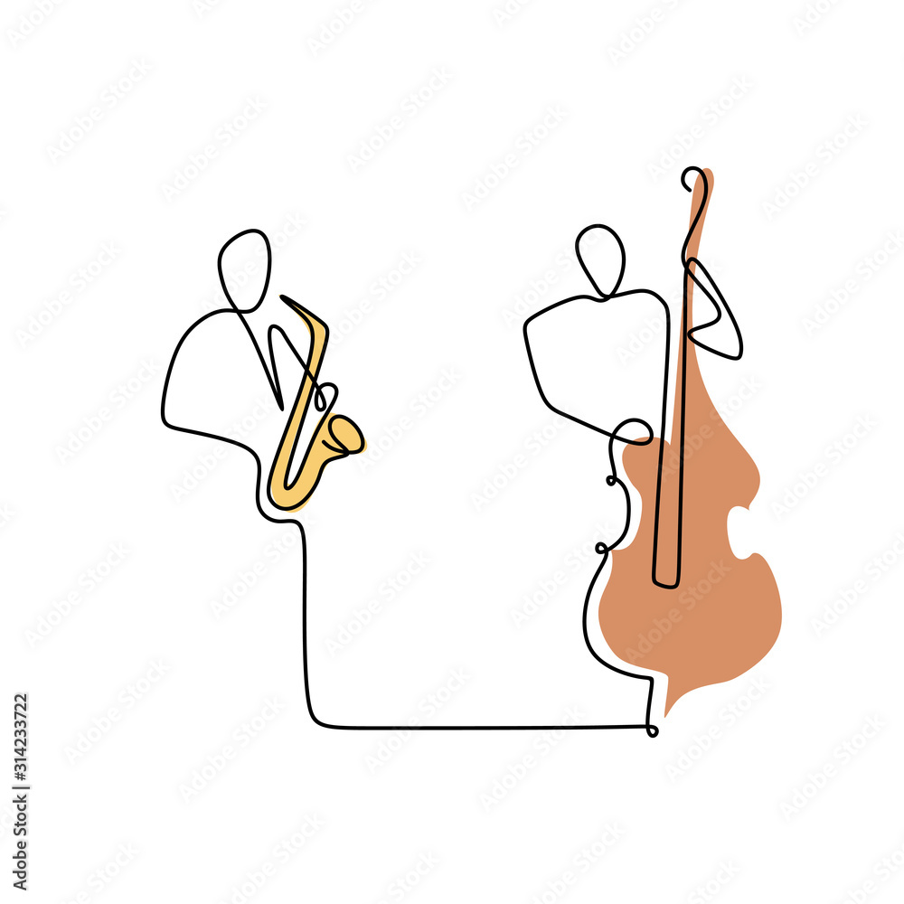 continuous line drawing of jazz music. Stock Vector | Adobe Stock