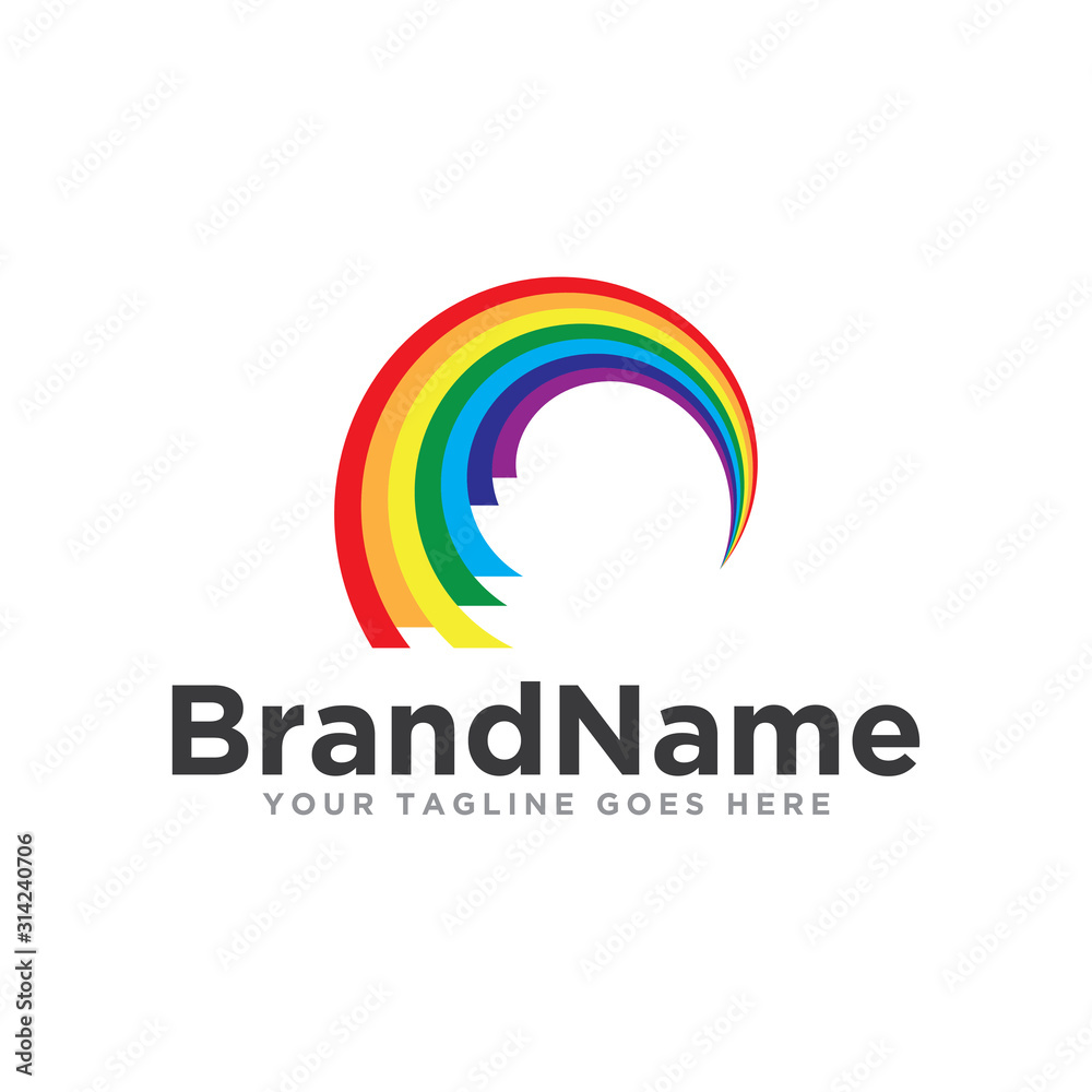Rainbow logo icon vector. Beautiful rainbow logo template. Stock Vector ...