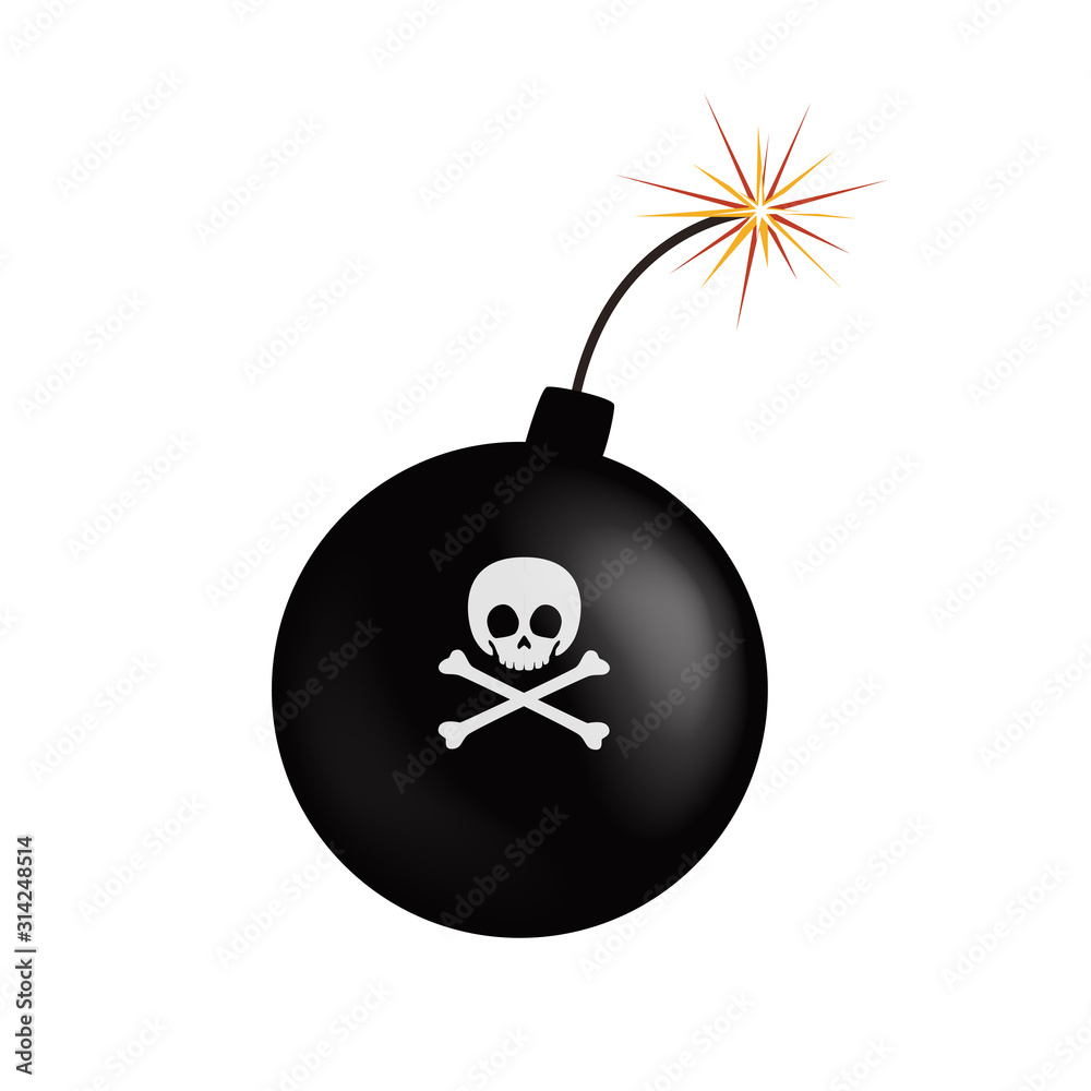 Cartoon Bomb with Skull and Crossbones. Vector illustration Stock ...
