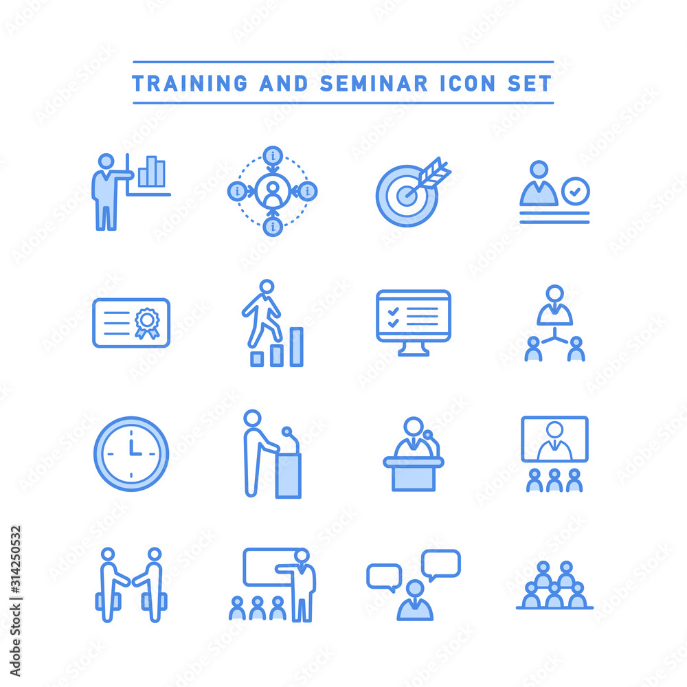 TRAINING AND SEMINAR ICON SET Stock Vector | Adobe Stock