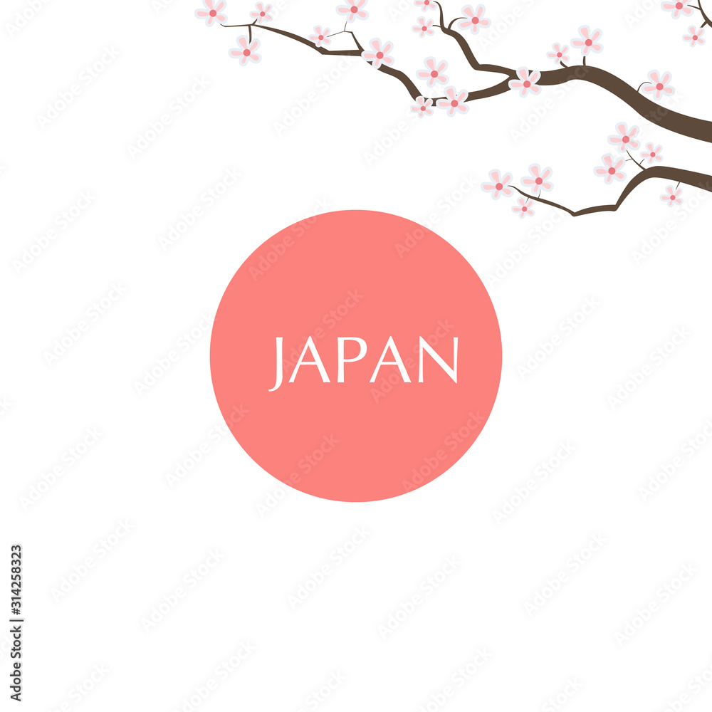 Japanese travel banner. Japan. Travels. Minimalism. High-speed train ...