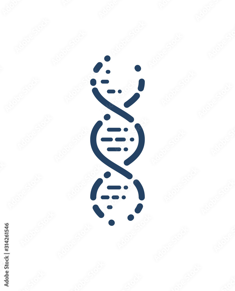 DNA strand vector simple linear icon, science biology and biotechnology ...