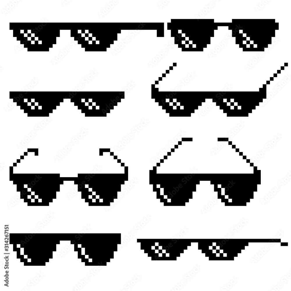 Vector pixel glasses. Pixel art 8 bit. Stock Vector | Adobe Stock