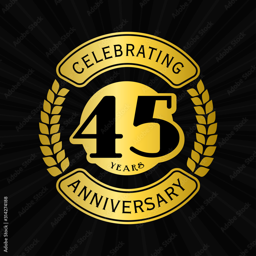 45 years design template. 45th vector and illustration Stock Vector ...