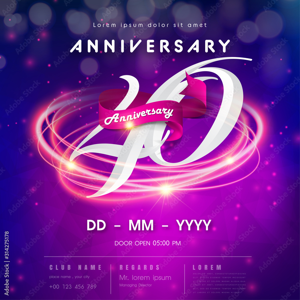 40 years anniversary logo template on purple Abstract futuristic space ...