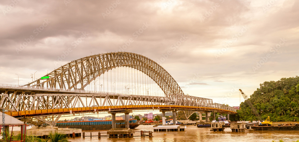 Mahakam bridge in Samarinda, Indonesia crossing Mahakam river. Stock ...
