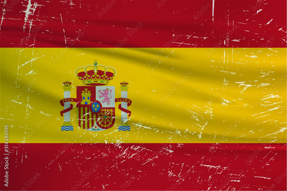 Grunge Spain flag. Spain flag with waving grunge texture. Vector ...
