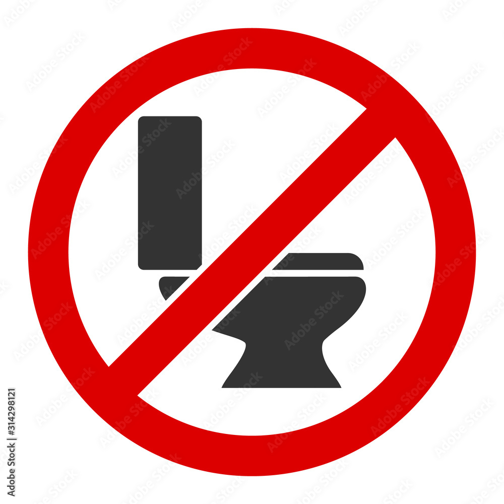 No toilet bowl vector icon. Flat No toilet bowl symbol is isolated on a ...