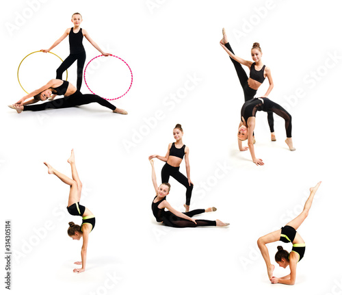 Collection of photos flexible cute little girls gymnast doing acrobatic ...