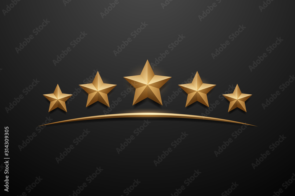 Five gold stars on black background Stock ベクター | Adobe Stock