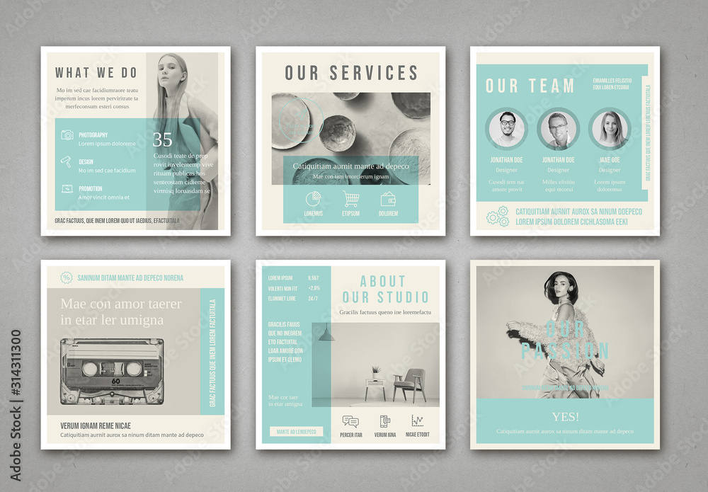 Pale Blue and Light Gray Social Media Square Post Layouts Stock ...
