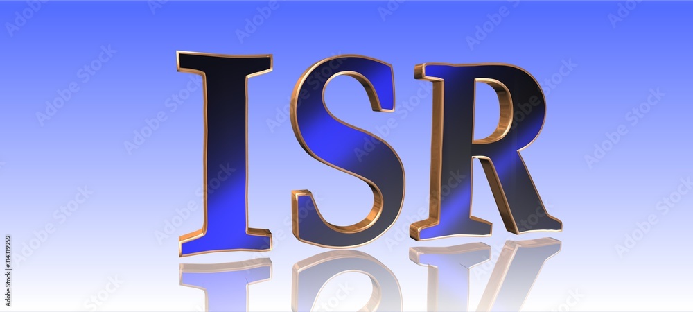 ISR - 3D Metal Word in Blue Background - Concept Keyword Illustration ...