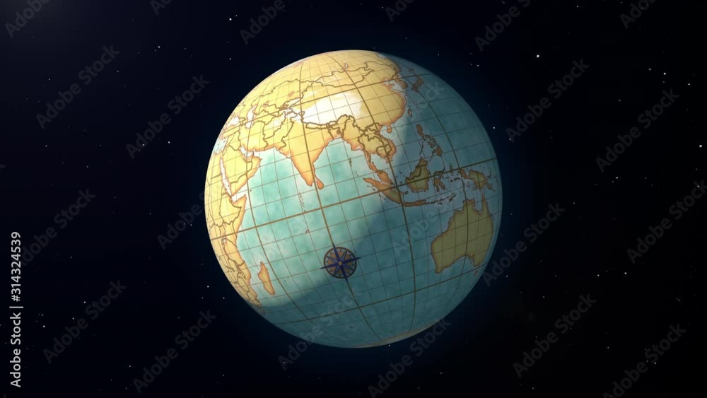 Sailing the ocean of the globe or map animation Animation of sailing ...