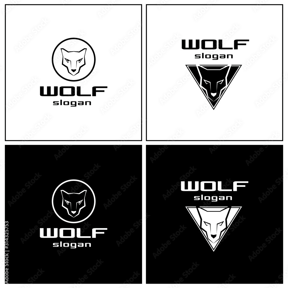 Modern abstract wolf head logo template. Stylized wolf symbol in a ...