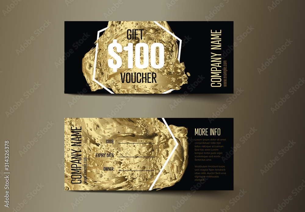 Golden Gift Voucher Card Layout Stock Template | Adobe Stock