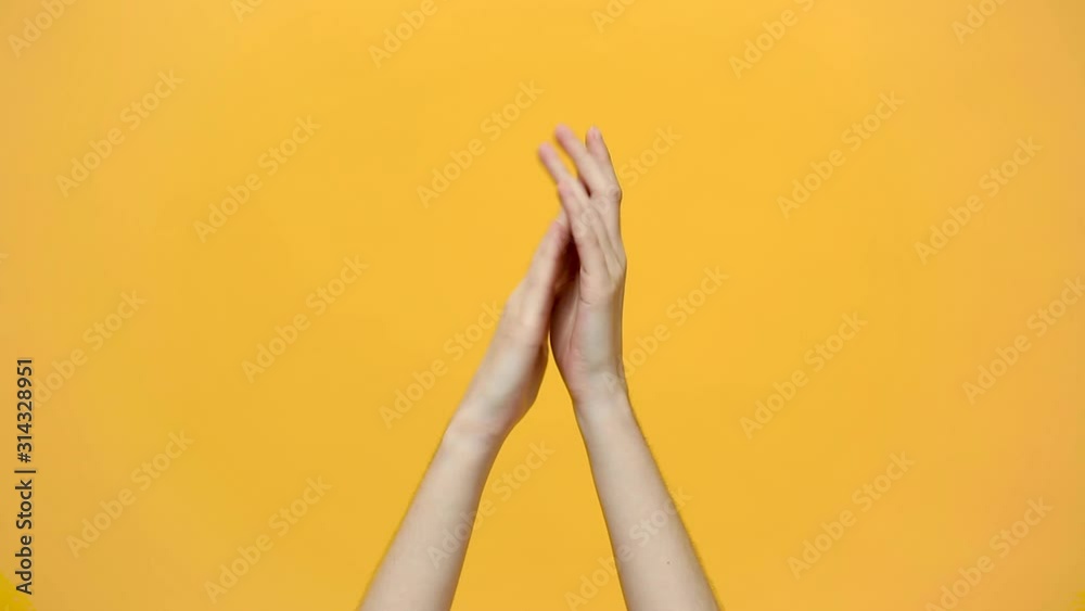 Woman hands clapping applause and showing two thumbs up gesture ...