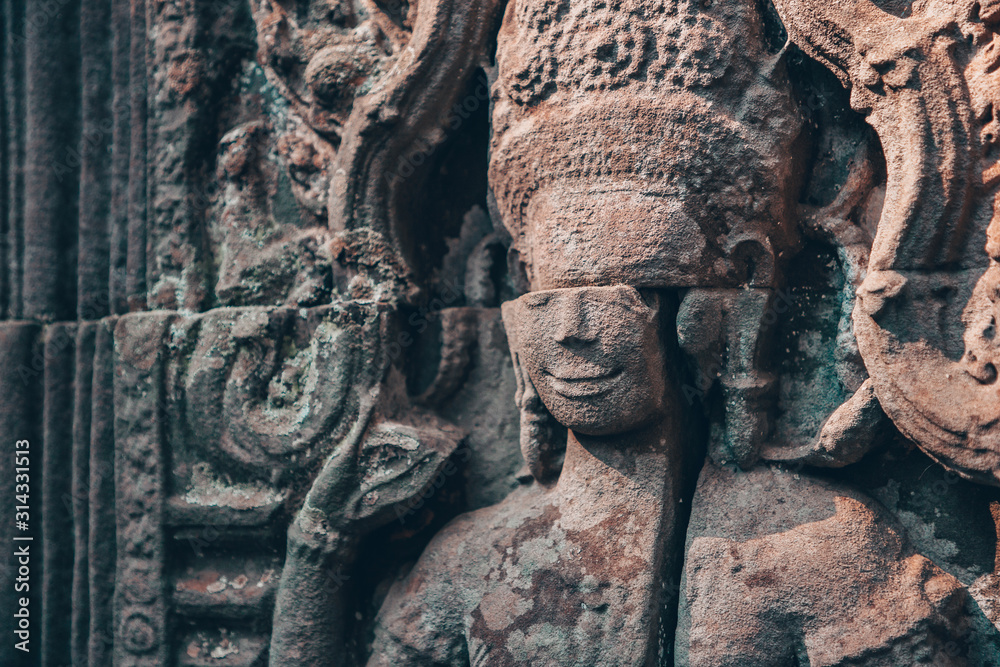 Wall in Angkor Wat - Hindu temple complex in Cambodia, largest ...